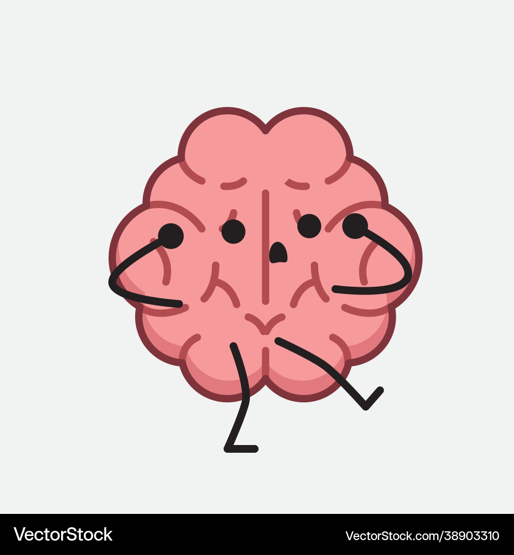 Brain character with cute face and simple body Vector Image