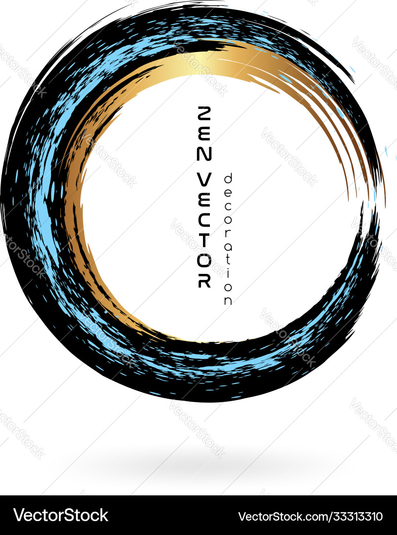 Ink zen circle emblem hand drawn abstract Vector Image
