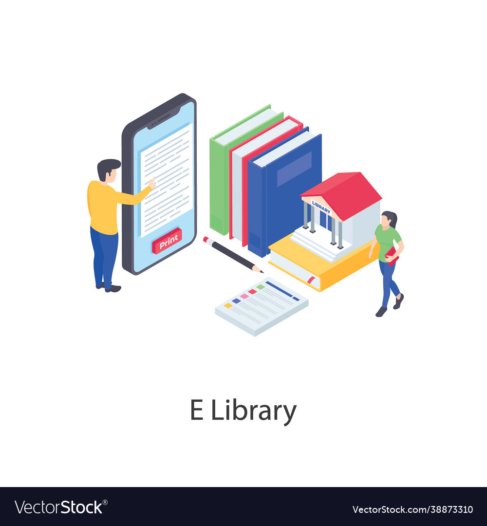 Isometric e library Royalty Free Vector Image - VectorStock