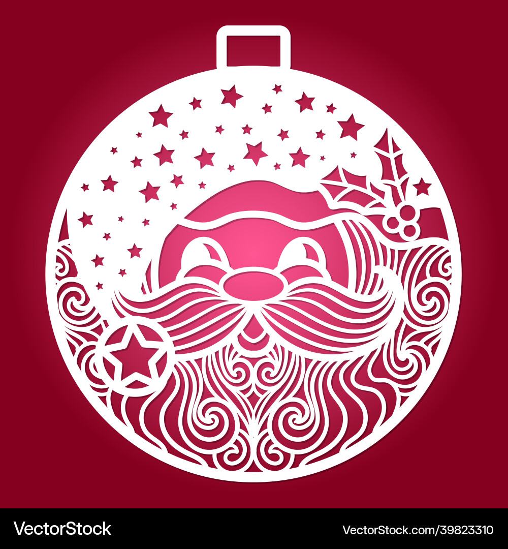 Laser cutting template santa for from Royalty Free Vector