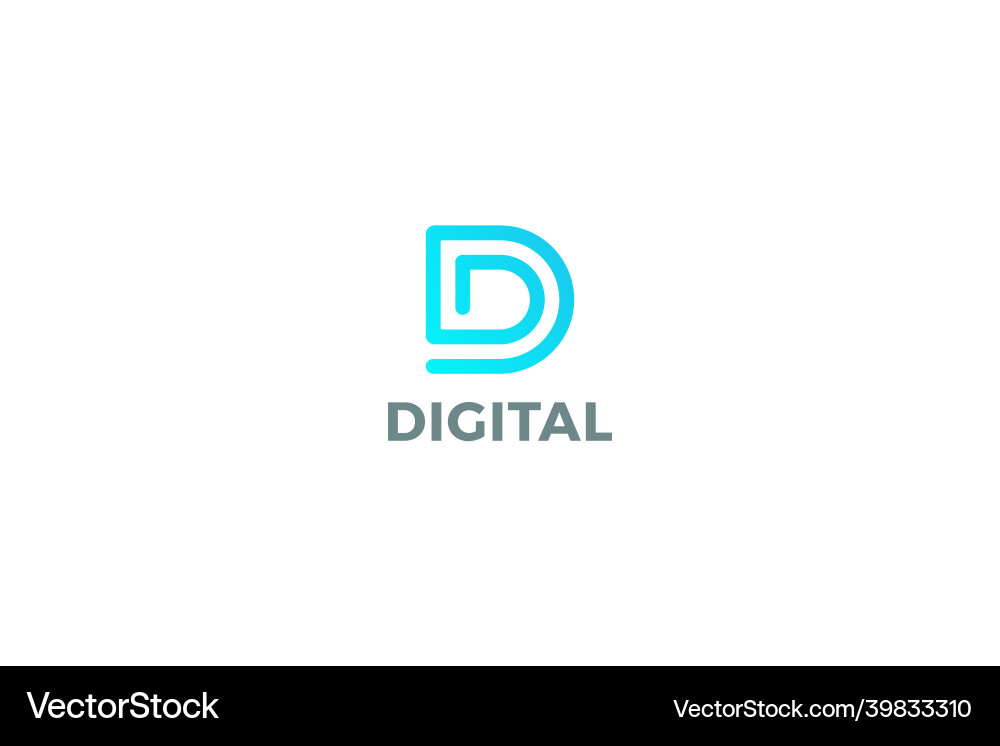 Letter d blue colour creative and line art Vector Image