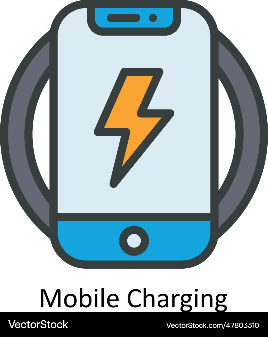 Mobile charging fill outline icon design il Vector Image