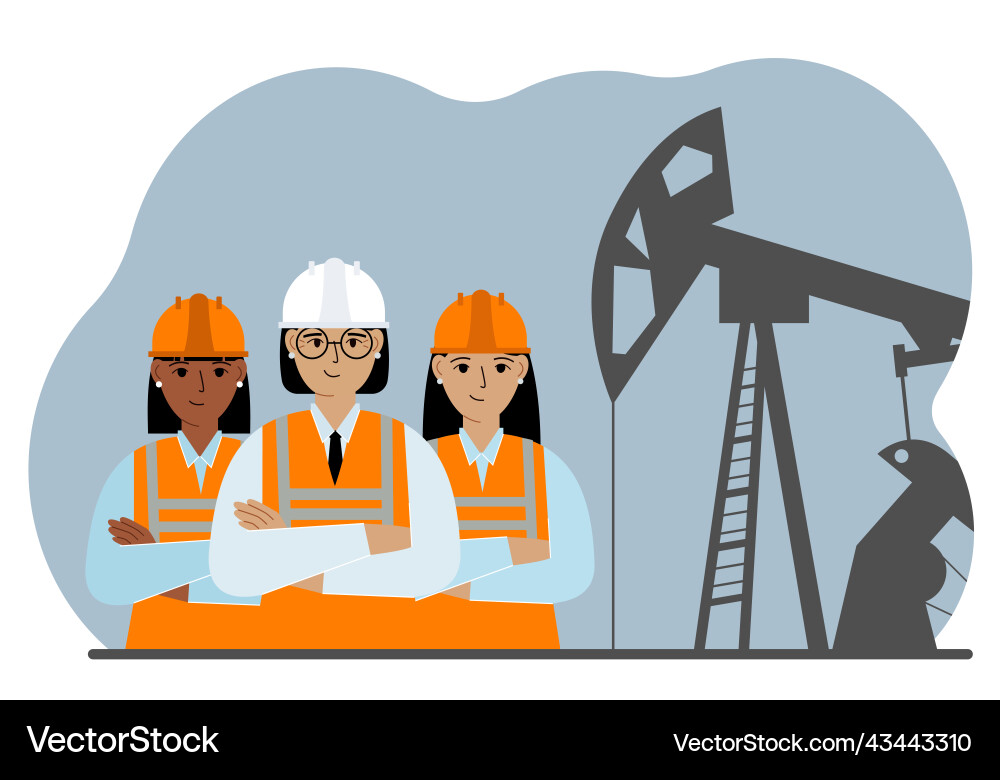 Oil refinery engineer a female worker in front Vector Image