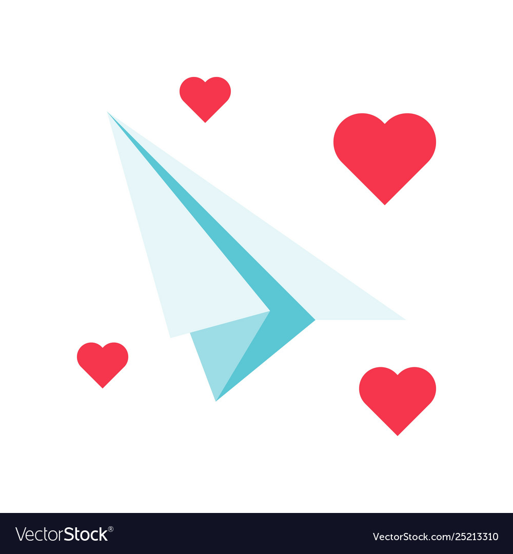 Paper plane with heart valentine and love Vector Image