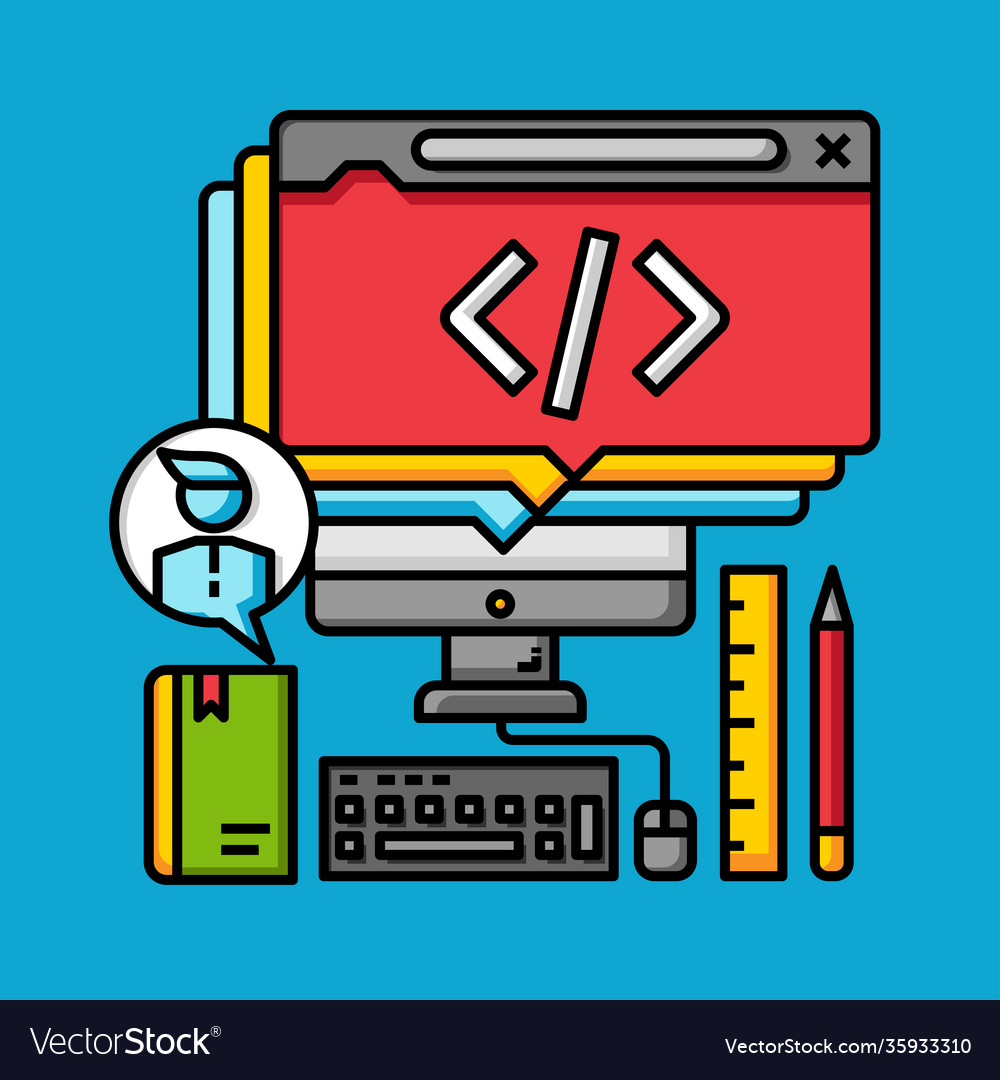 Programing Coding Concept Developer Script Vector Image 2607