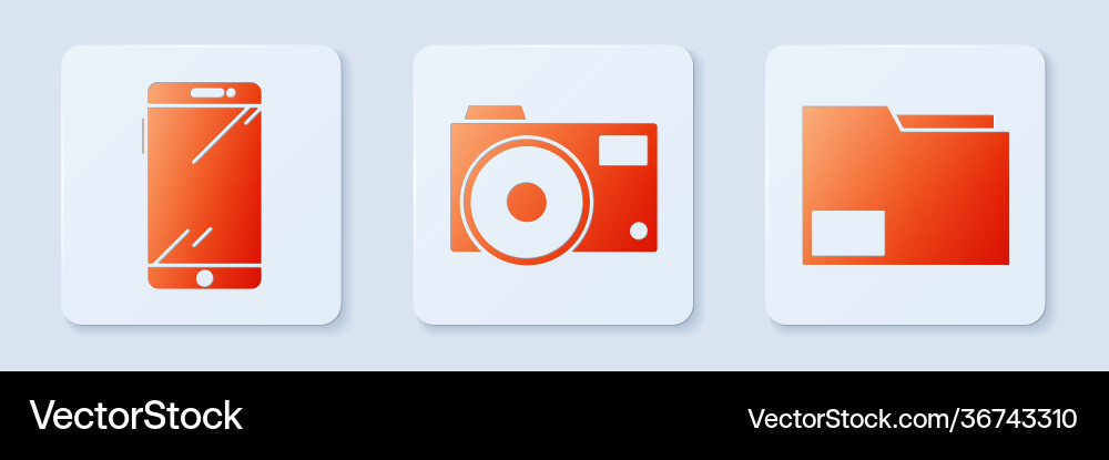 Set photo camera smartphone mobile phone Vector Image