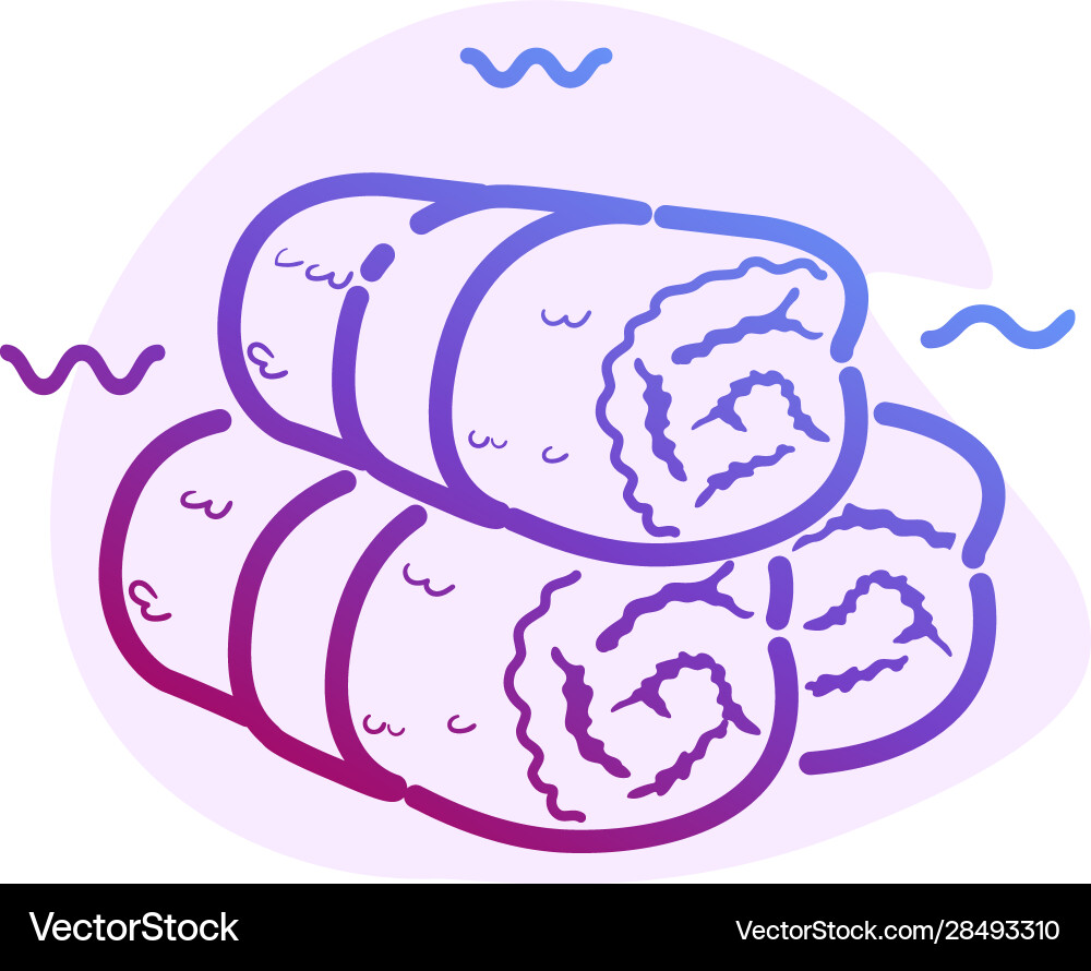 Three rolled hot towels color line icon with flat Vector Image