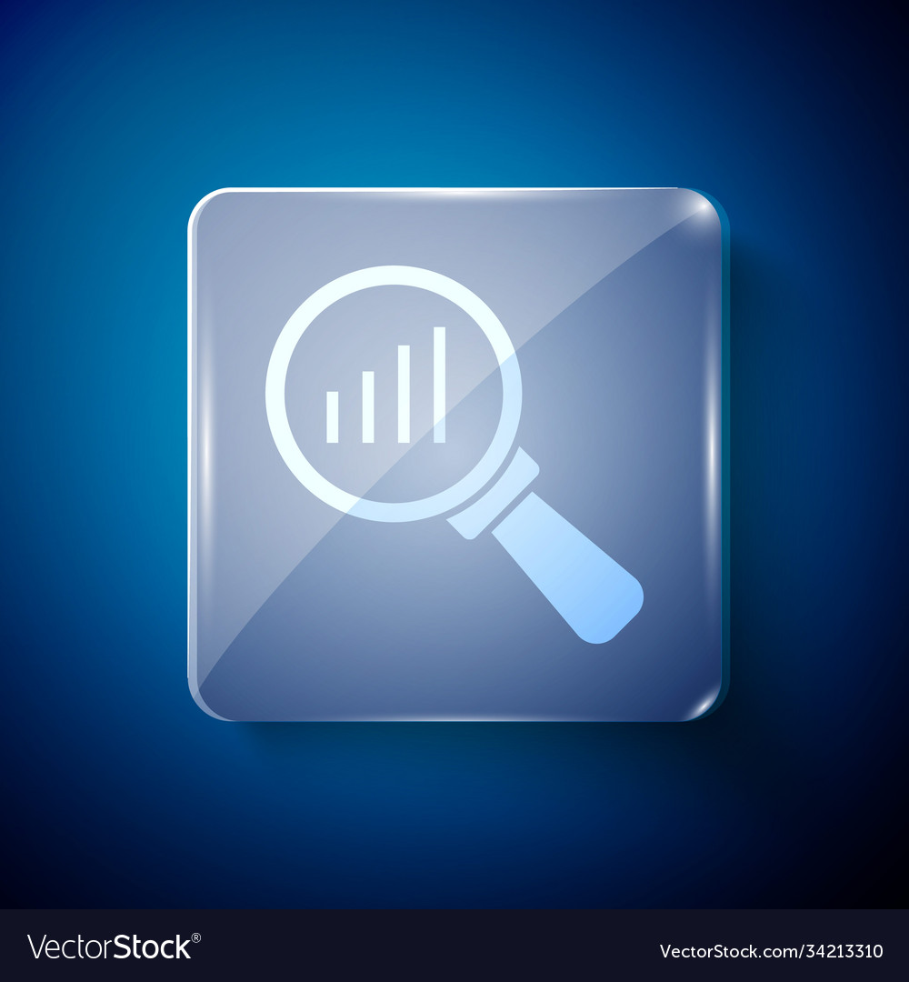 White magnifying glass and data analysis icon Vector Image