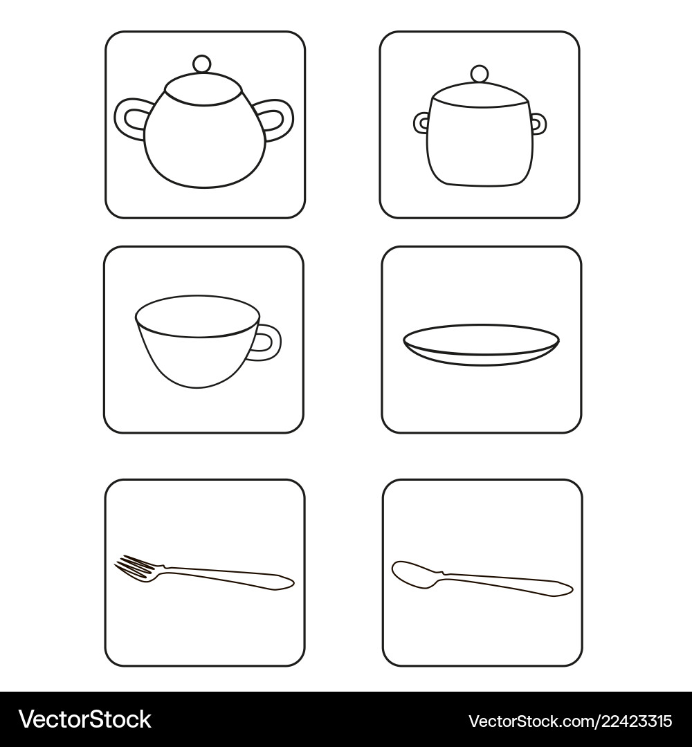 A set of icons tableware templates Royalty Free Vector Image