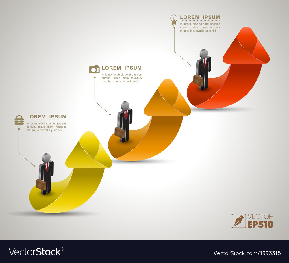 Arrow three step Royalty Free Vector Image - VectorStock