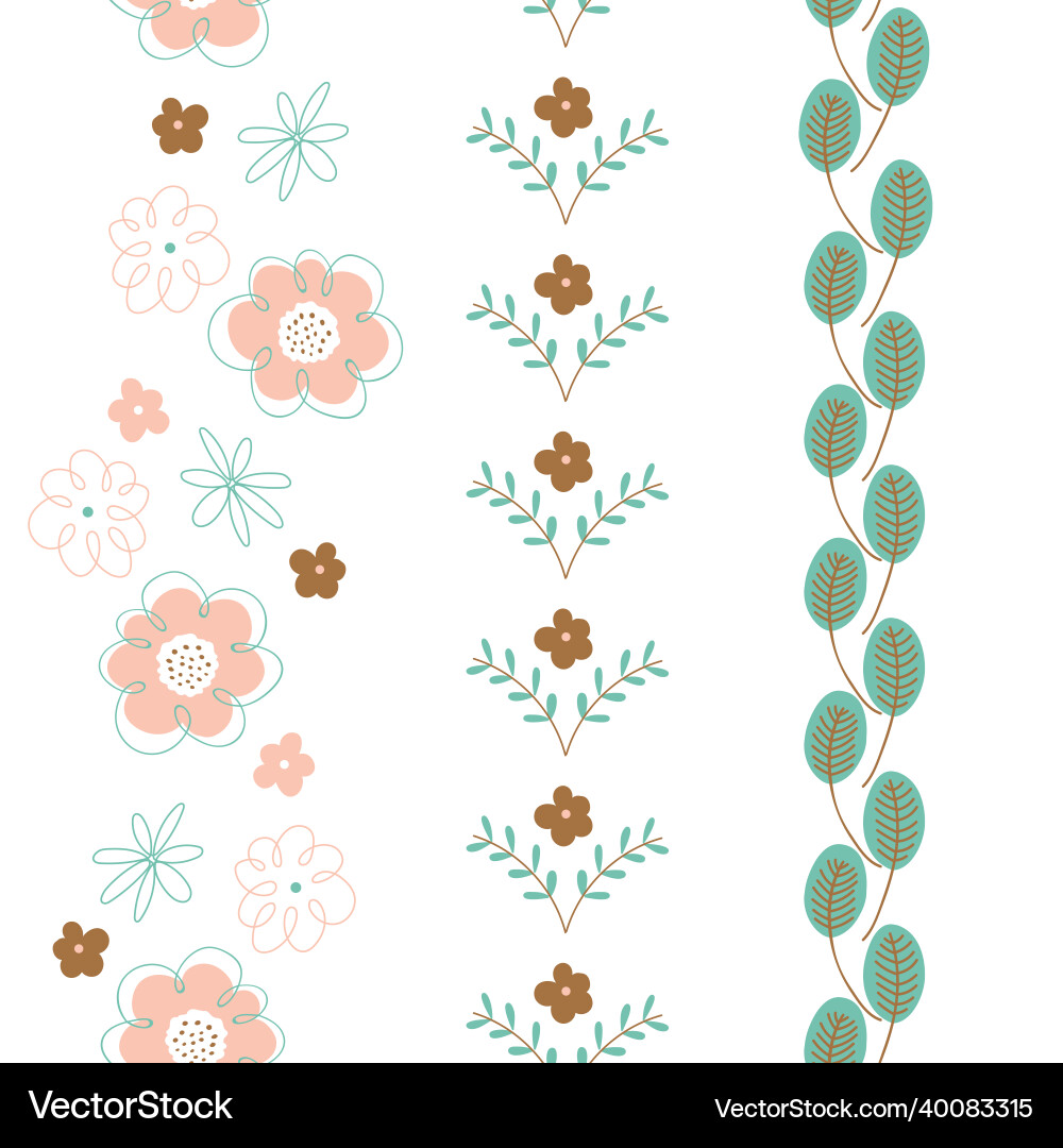 Cute floral decorative seamless borders set Vector Image