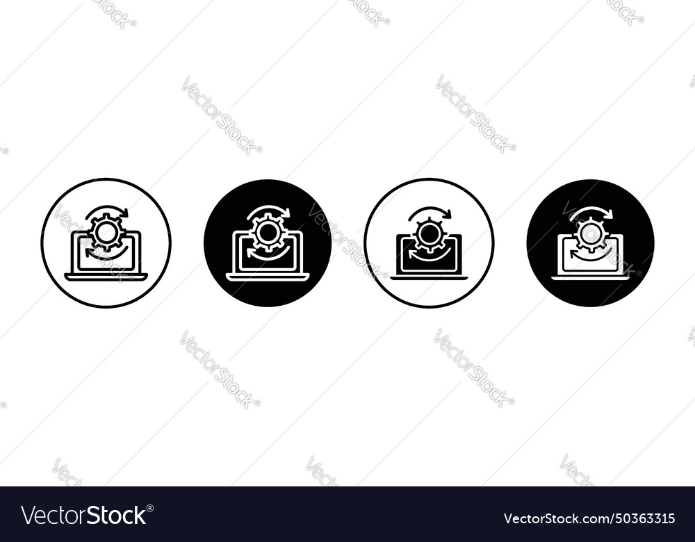 Data processing icon set laptop process Royalty Free Vector