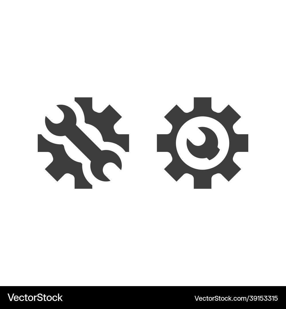 Gear with wrench black icon Royalty Free Vector Image