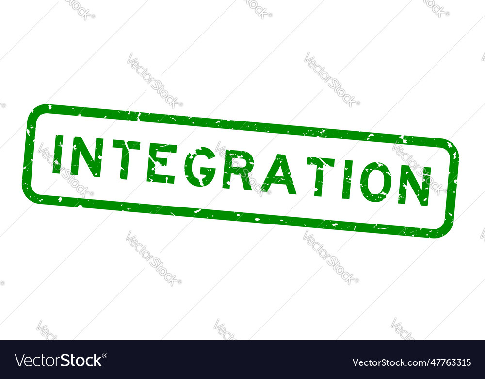 Grunge green integration word square rubber seal Vector Image