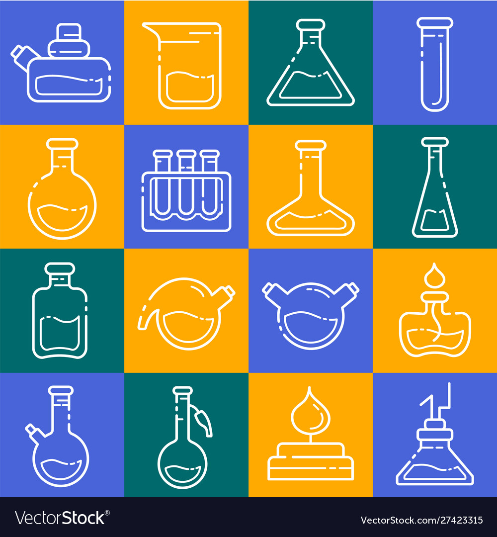 Laboratory flasks icon set Royalty Free Vector Image