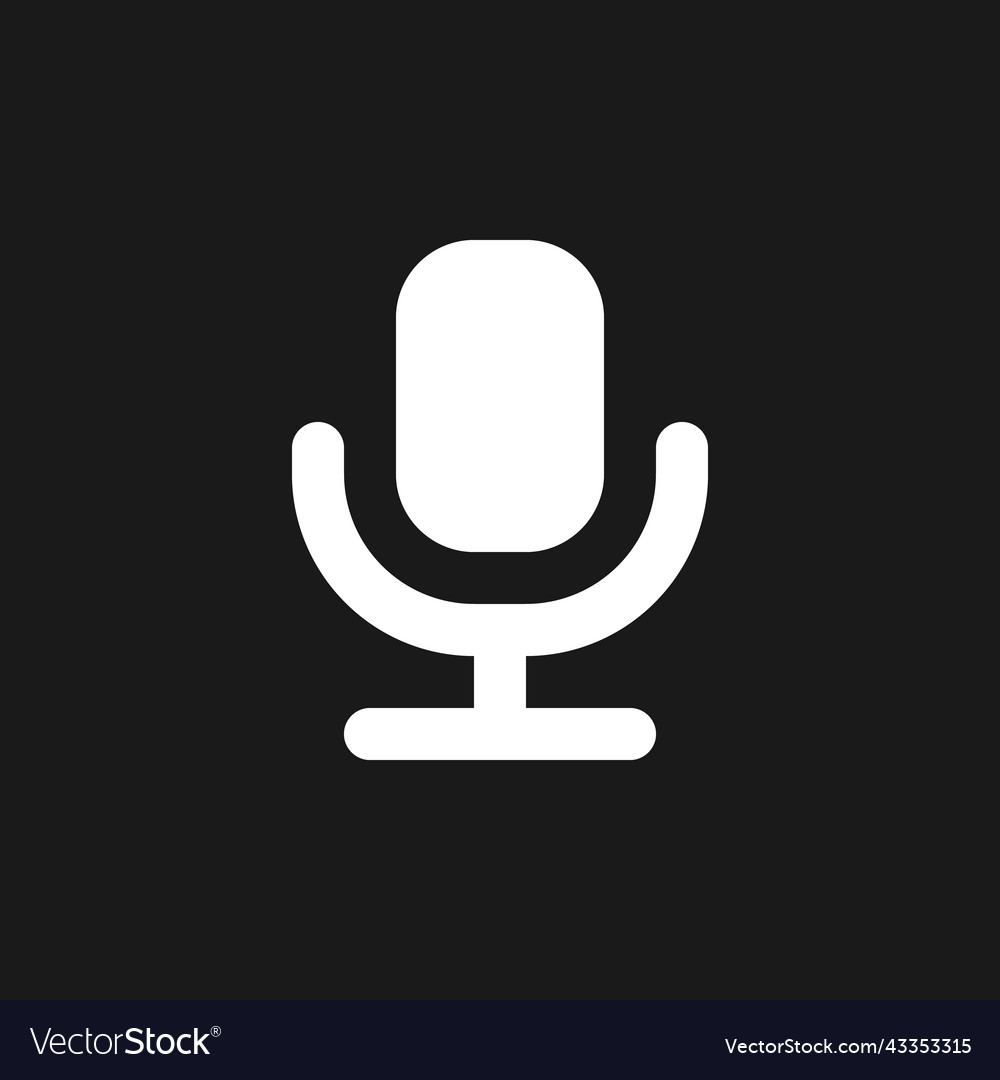 Microphone dark mode glyph ui icon Royalty Free Vector Image