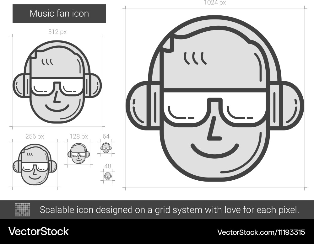 Music fan line icon Royalty Free Vector Image - VectorStock