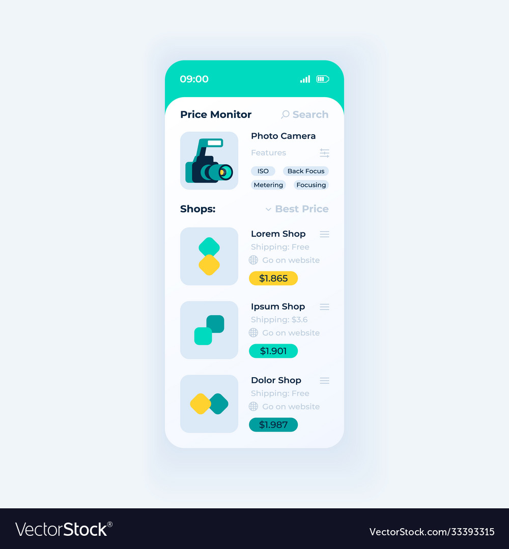 Price monitor smartphone interface template Vector Image