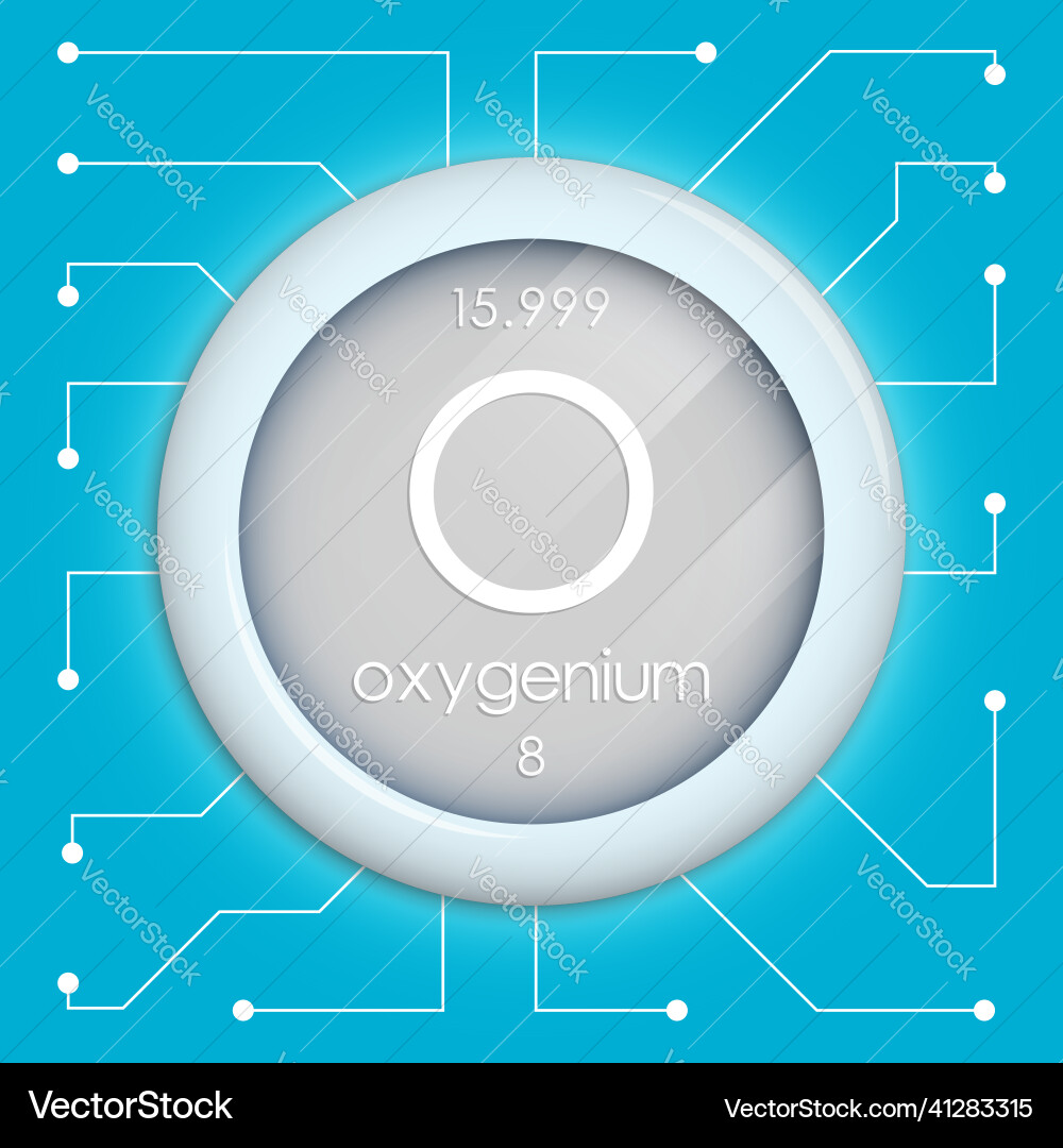Realistic button with oxygenium symbol chemical Vector Image