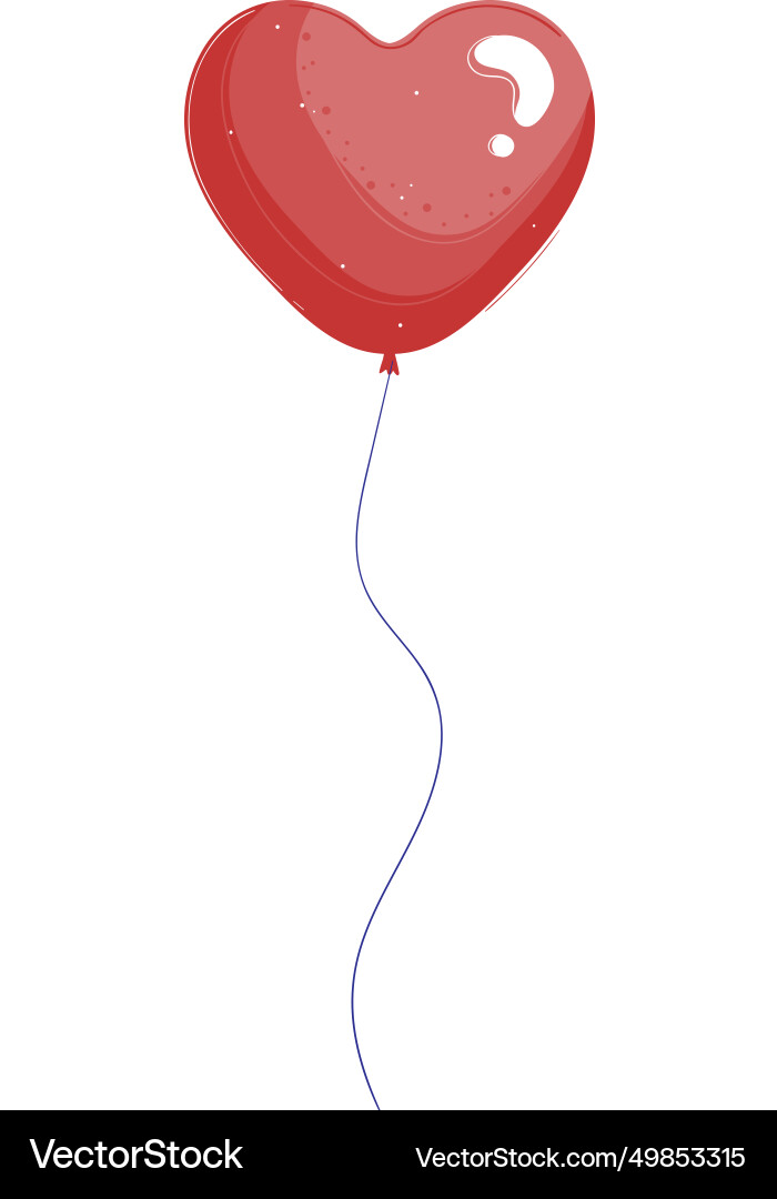 Red heart-shaped balloon with reflection festive Vector Image