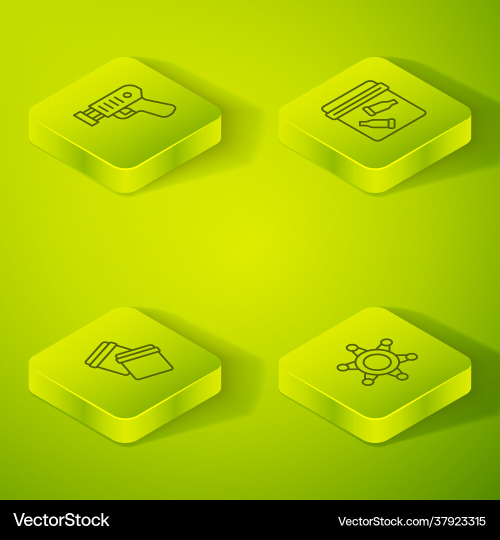 Set isometric line evidence bag with bullet Vector Image