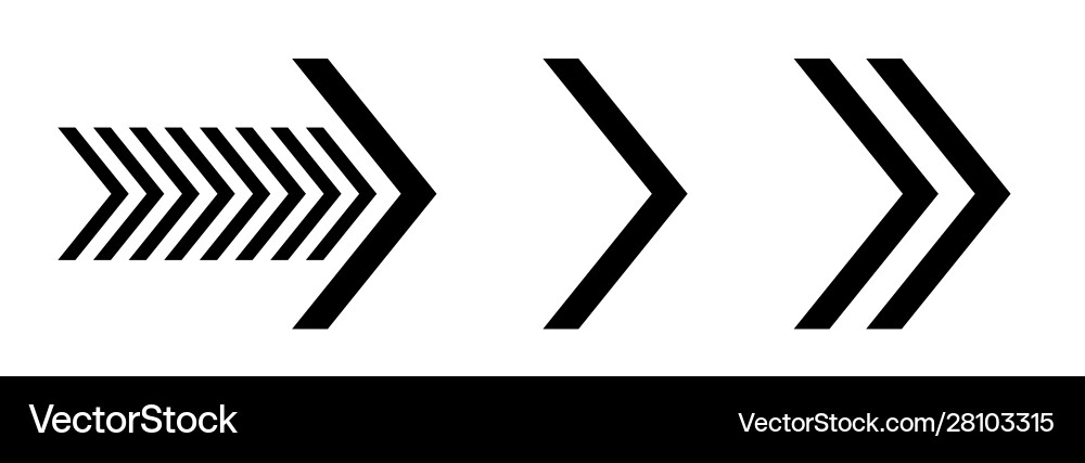 Set new style black arrows isolated Royalty Free Vector