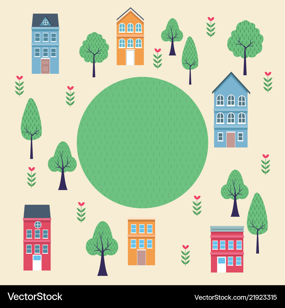 Town scenery cartoons Royalty Free Vector Image