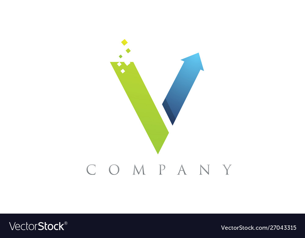 V blue green alphabet letter logo company icon Vector Image