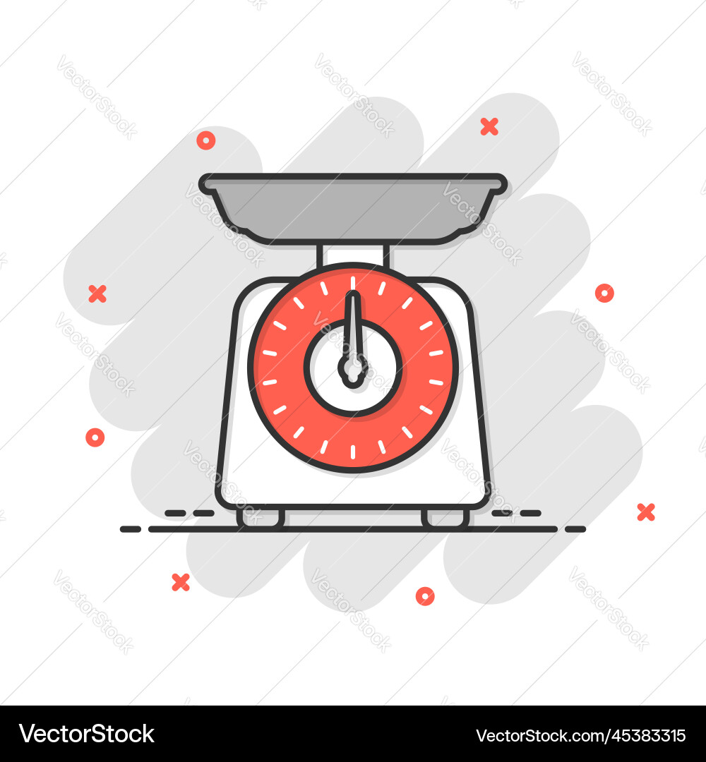 Weight scale icon in comic style mass measurement Vector Image