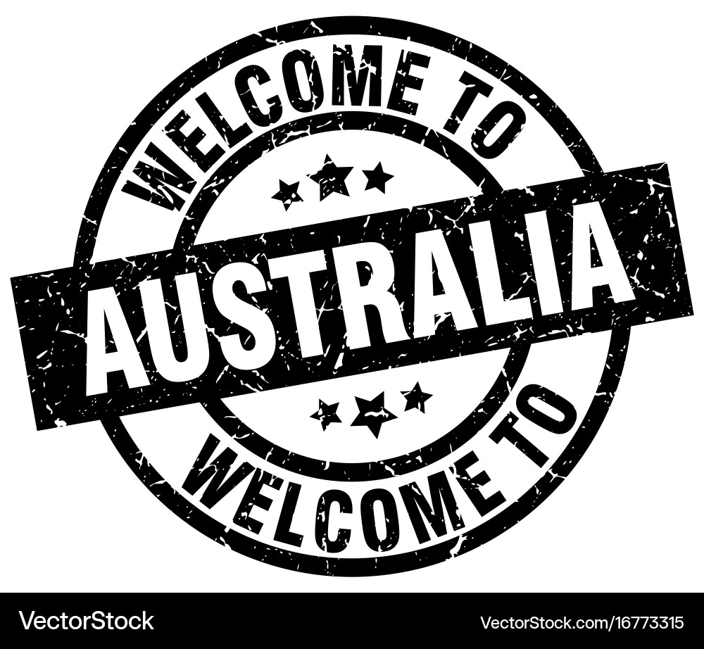 Welcome to australia black stamp Royalty Free Vector Image