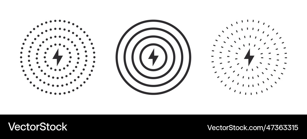 Wireless charger icons inductive phone Royalty Free Vector