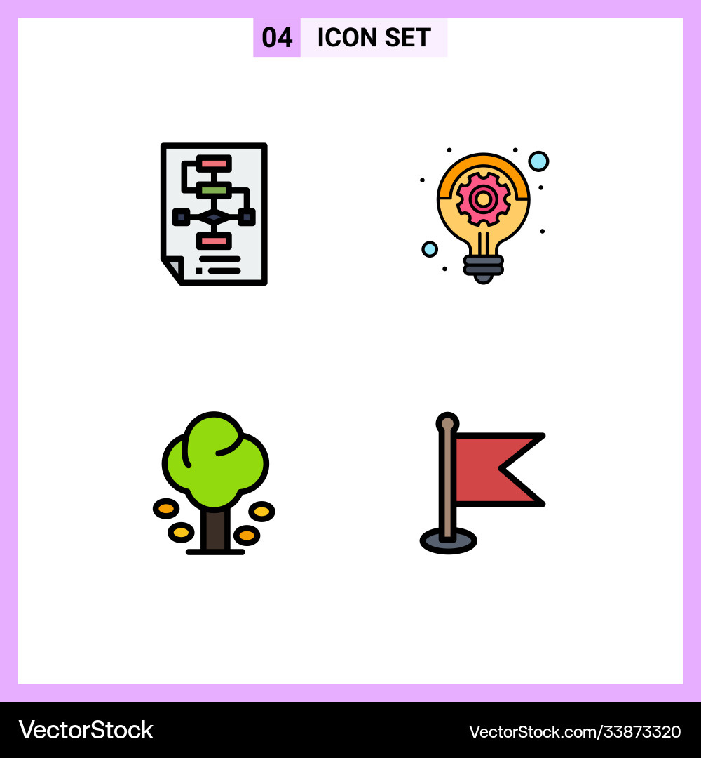 4 user interface filledline flat color pack of Vector Image