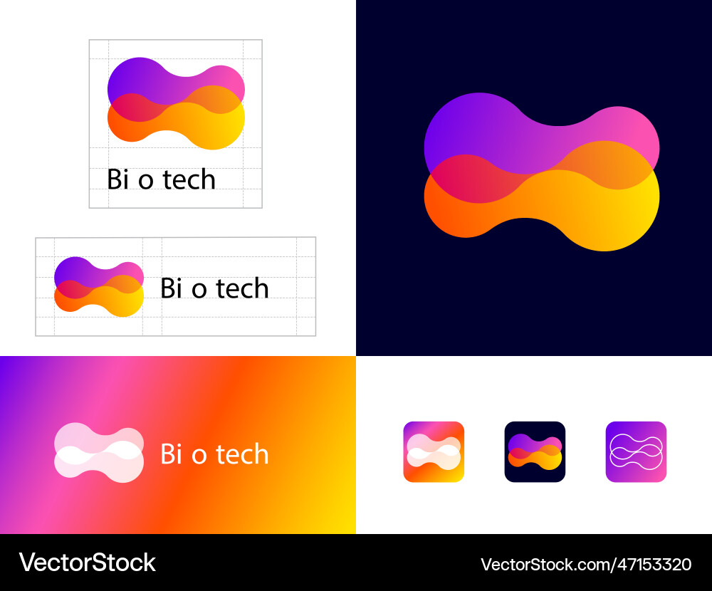 Biotech logo abstract forms cells dnk amino aid Vector Image