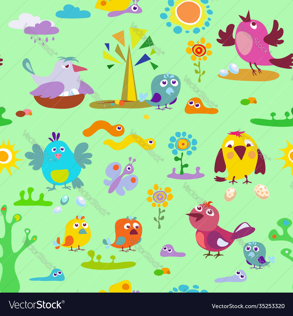 Birds pattern spring Royalty Free Vector Image