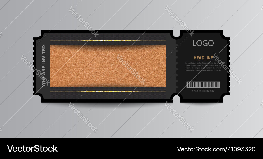 Black paper stub ticket with cardboard background Vector Image