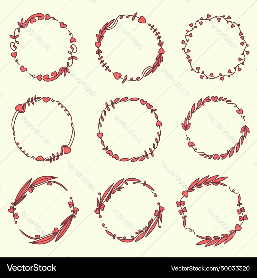 Circle border natural decoration valentine Vector Image