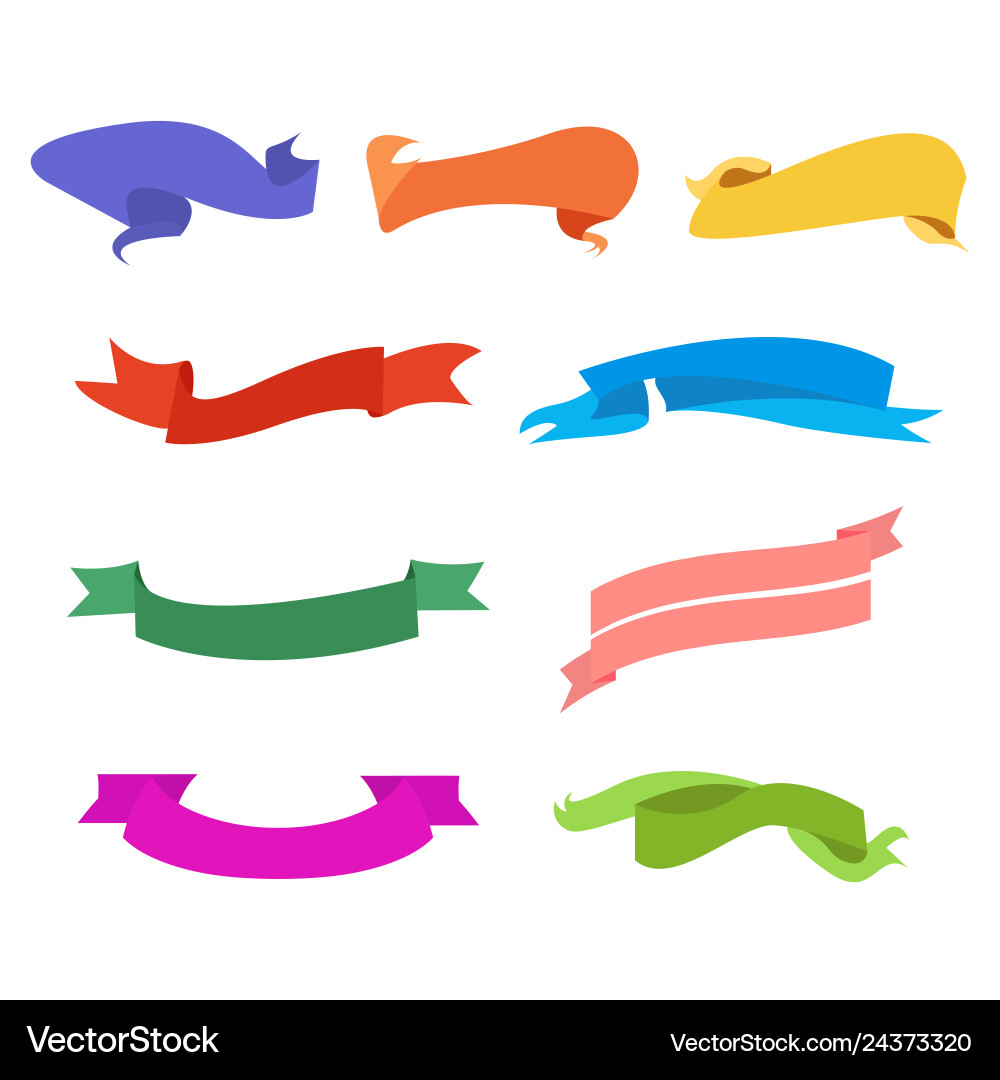 Color banners set ribbon collection design Vector Image