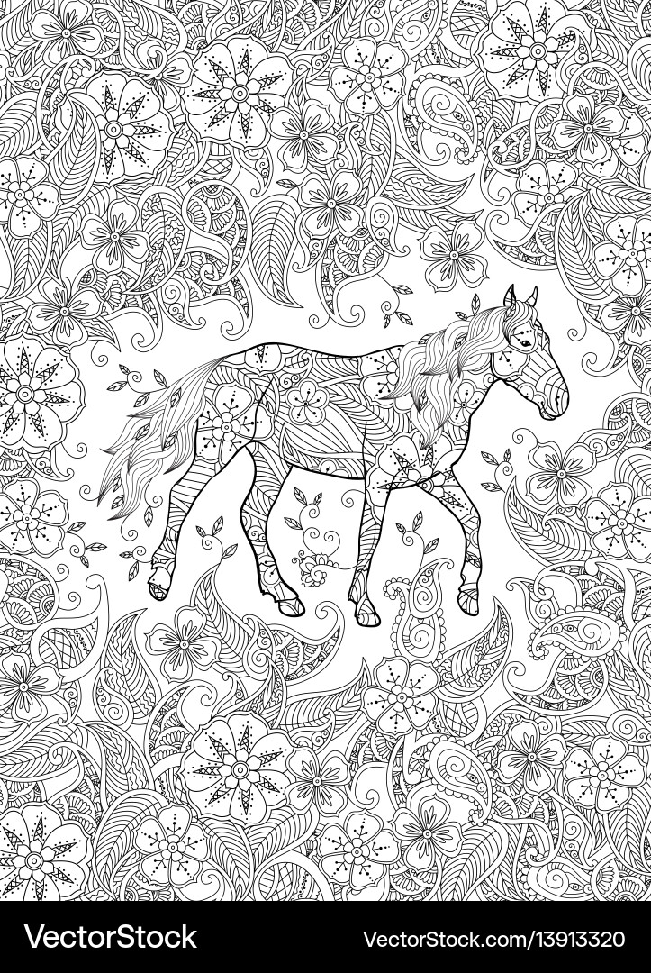 Coloring page in entangle inspired style running Vector Image