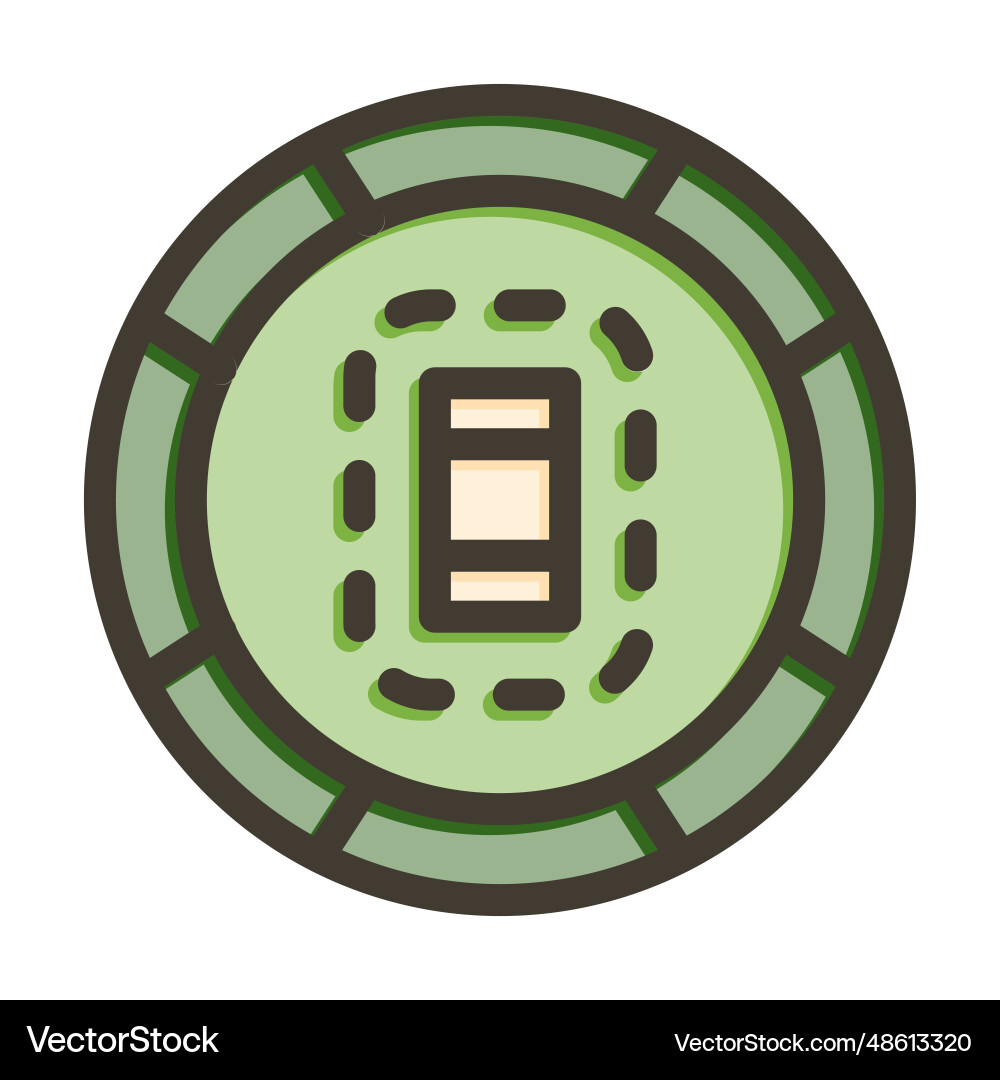 Cricket field thick line filled colors Royalty Free Vector