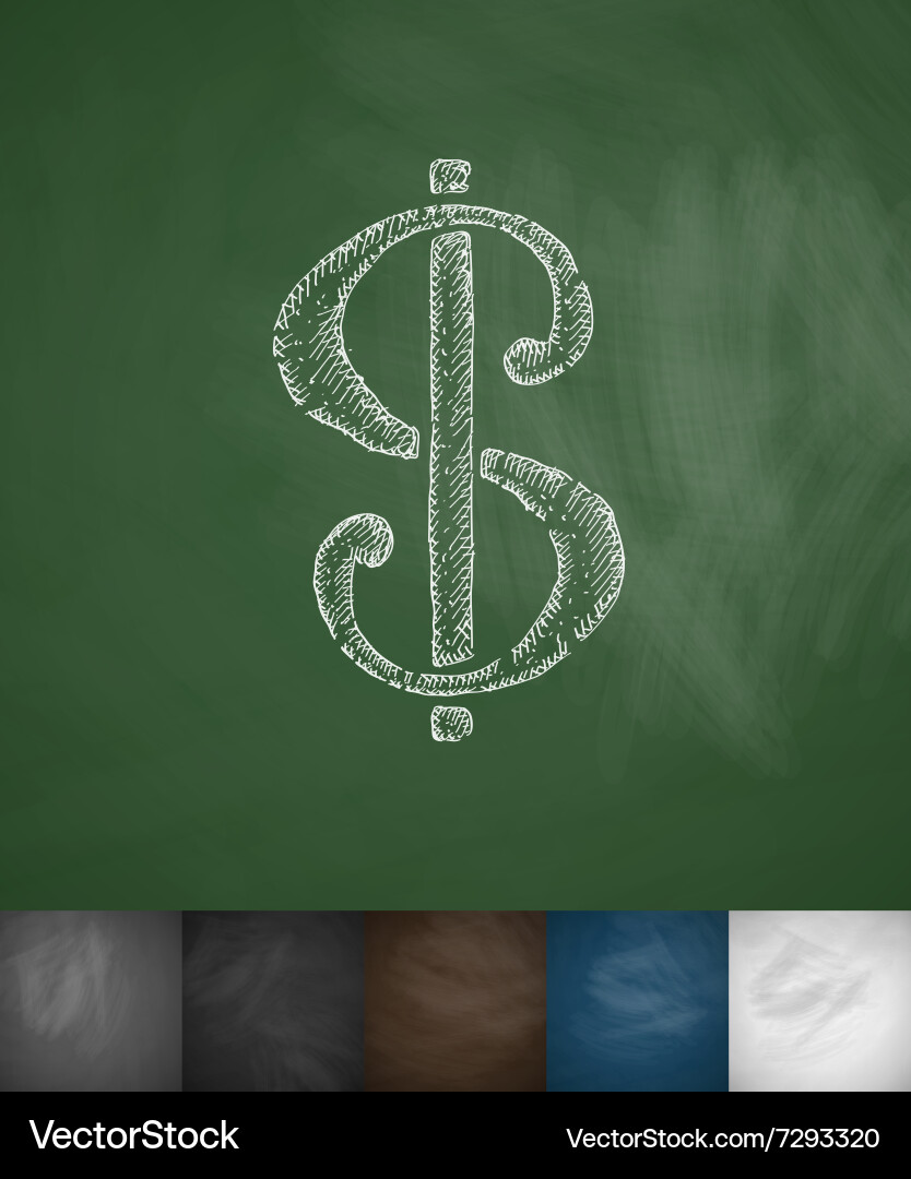 Dollar icon hand drawn Royalty Free Vector Image