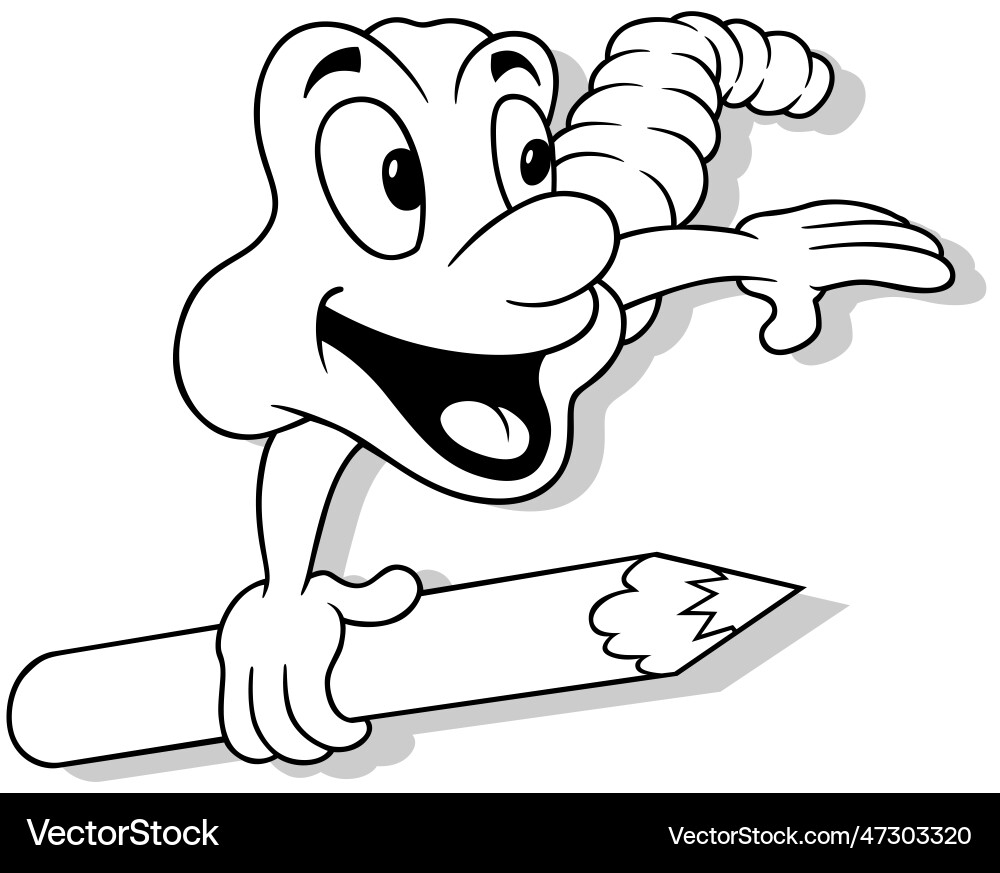 Drawing of a worm with a crayon Royalty Free Vector Image