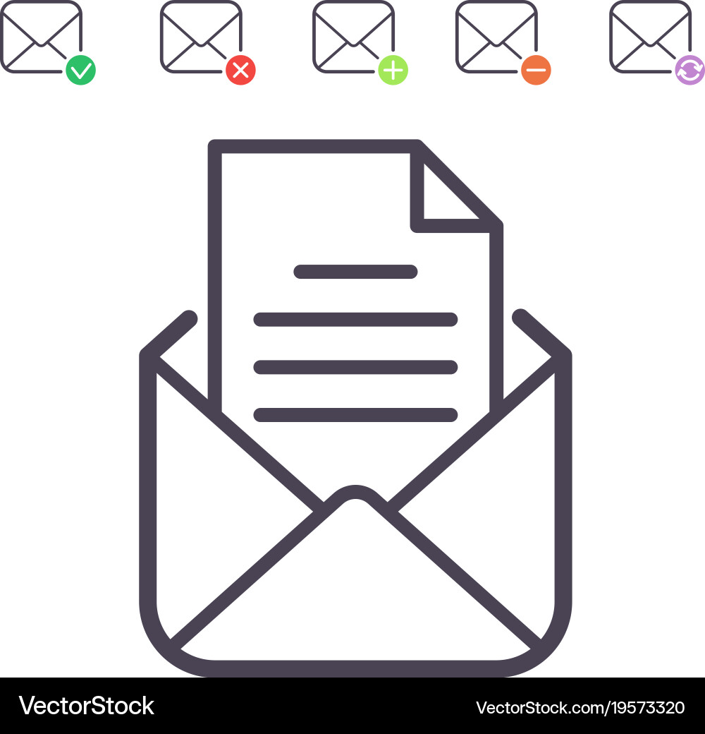 Email letter icons set envelope cover Royalty Free Vector