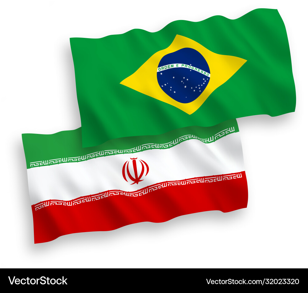 Flags brazil and iran on a white background Vector Image
