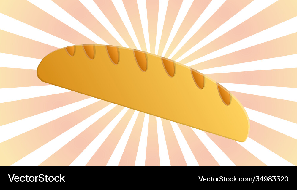 Flat detailed fresh long loaf white wheat bread Vector Image