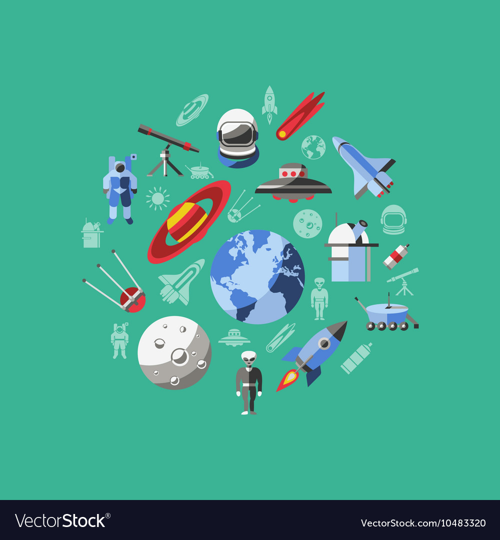 Flat space composition Royalty Free Vector Image