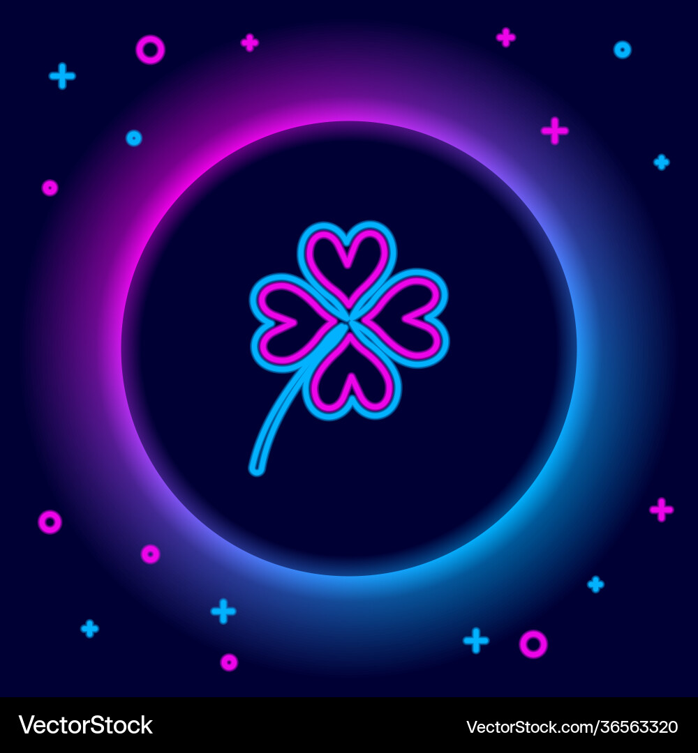Glowing neon line four leaf clover icon isolated Vector Image