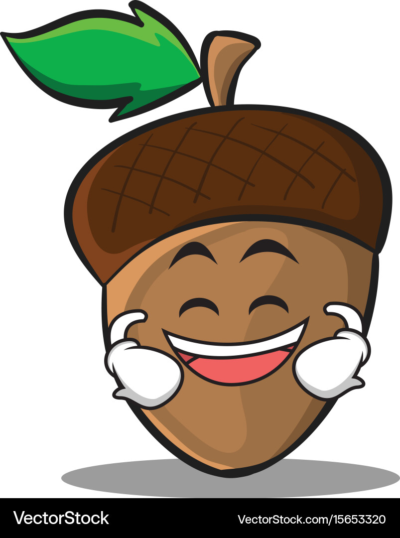 Grinning acorn cartoon character style Royalty Free Vector