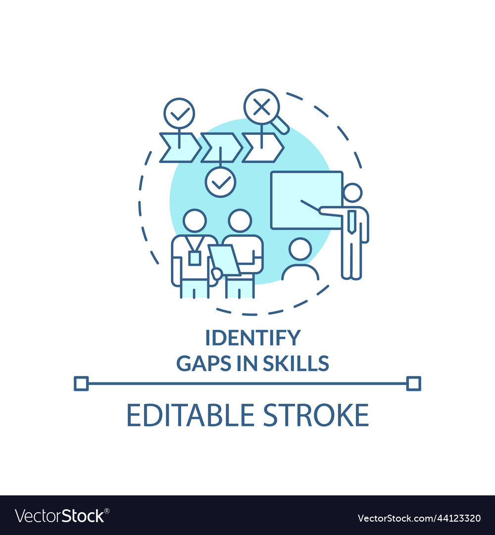 Identify gaps in skills turquoise concept icon Vector Image Identify gaps in skills turquoise concept icon Vector Image