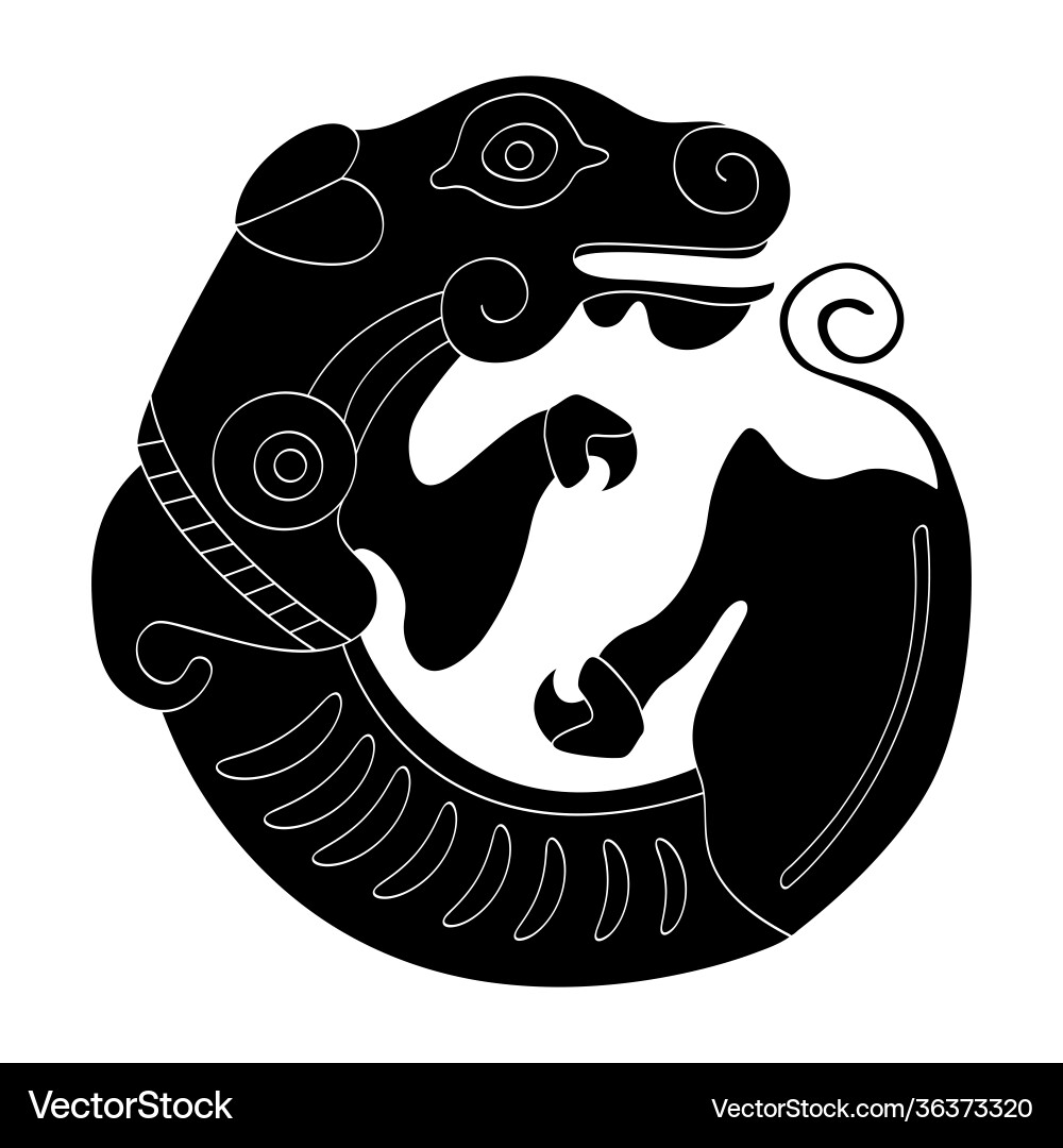 Monochrome icon with ancient scythian art Vector Image