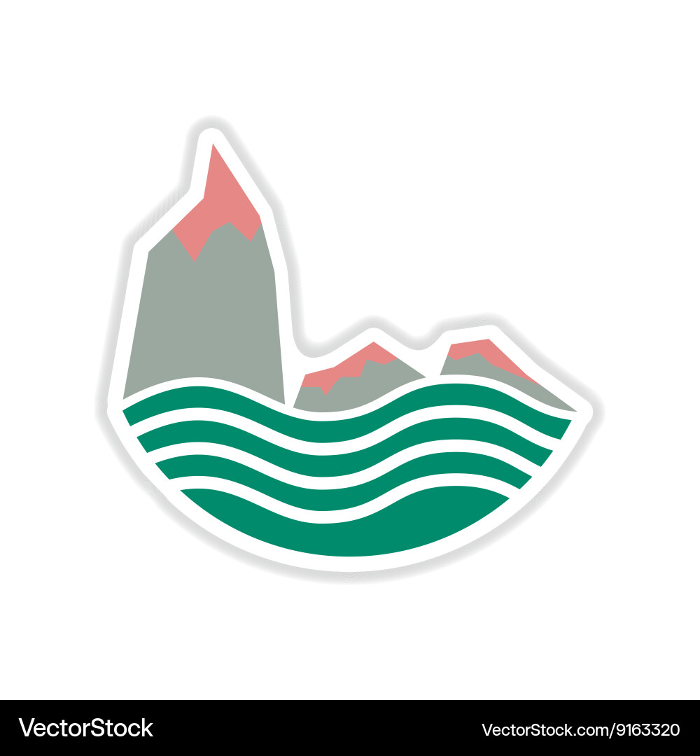 Paper sticker on white background sea cliff Vector Image